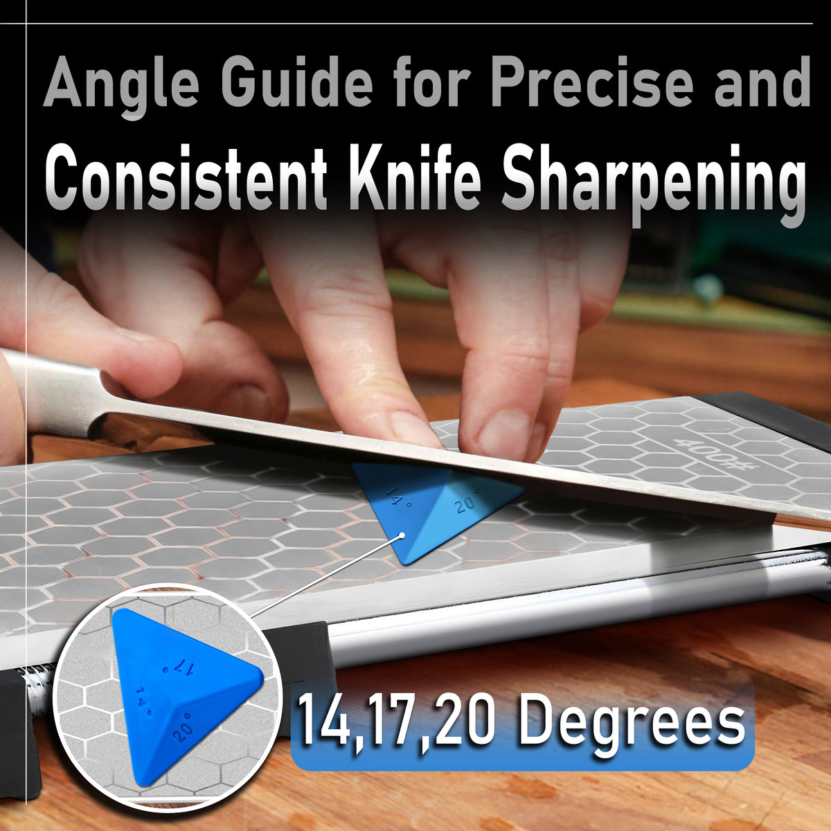 400/1000 Grit Monocrystalline Diamond Sharpening Stone with Angle Guid ...